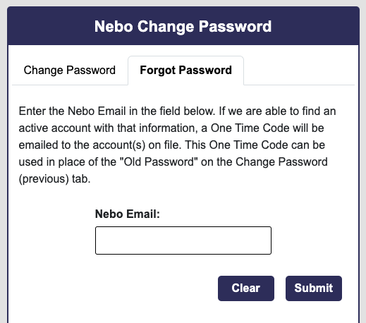 Forgot or Change My Password | Nebo Knowledge Base